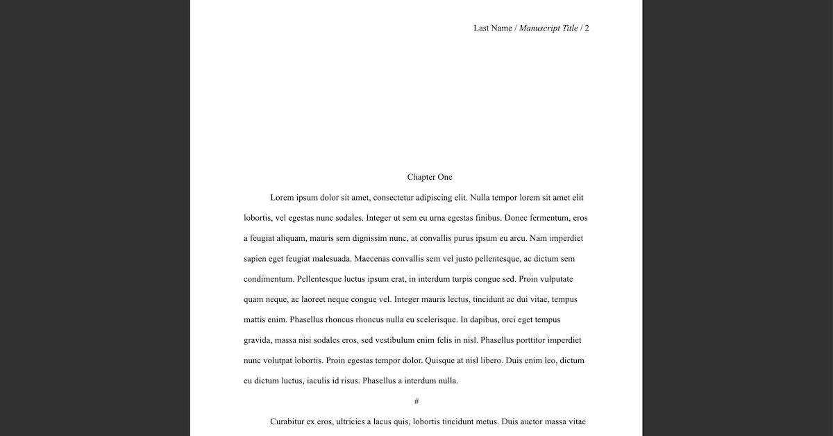 Standard Manuscript Formatting In The Margins Editing Writing Services